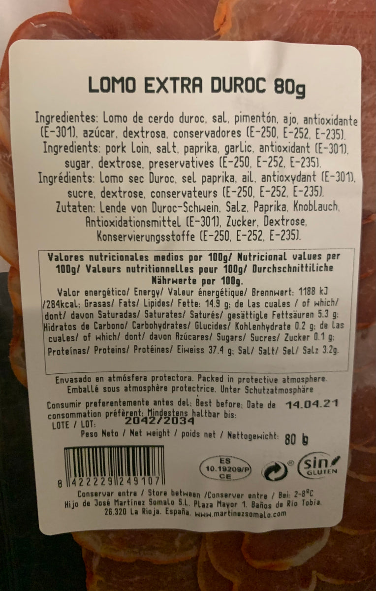 Lomo sliced 80g – The Cheese Hut